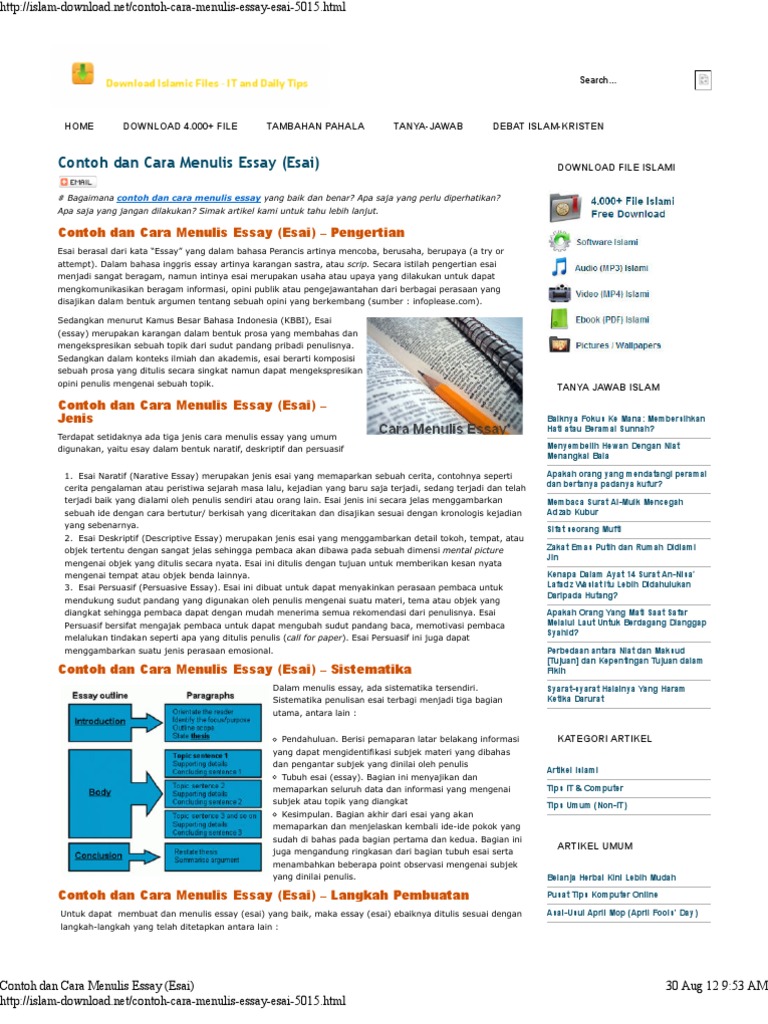 Contoh Dan Cara Menulis Essay (Esai) | PDF