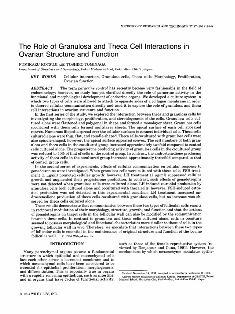 The Role Granulosa and Theca Cell Interactions in Ovarian Structure and ...