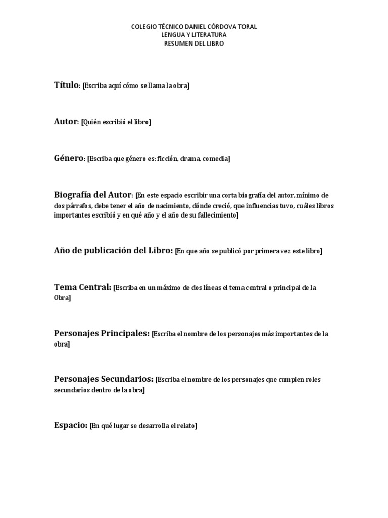 Formato Resumen Libro