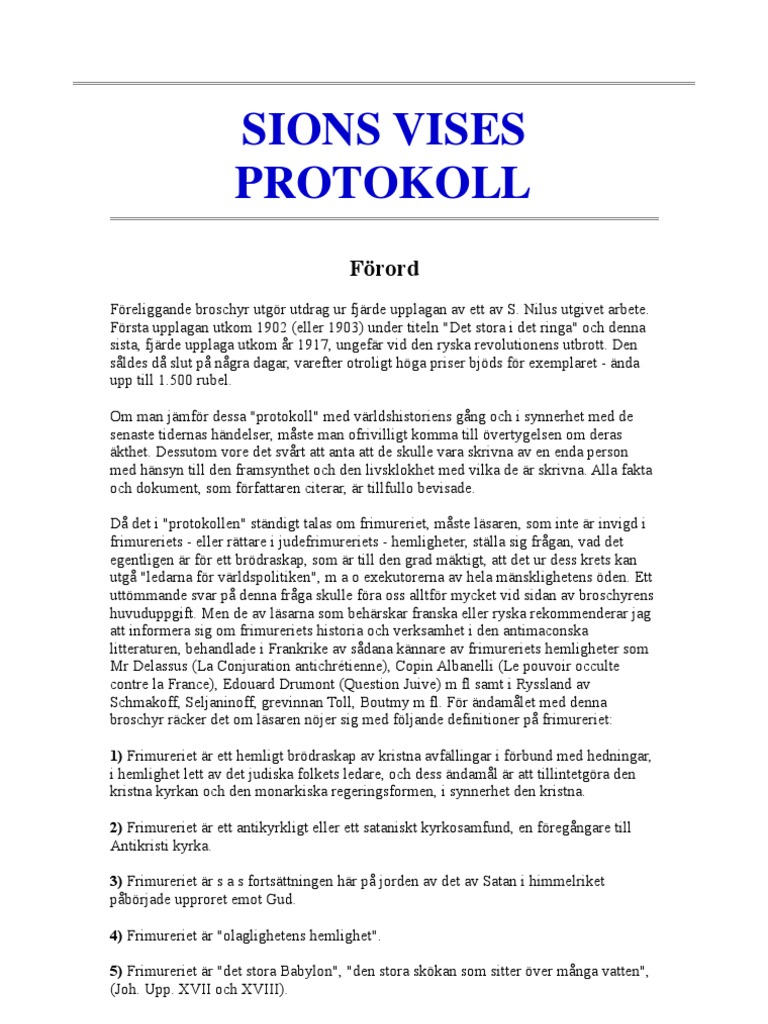 Sions Vises Protokoll | PDF