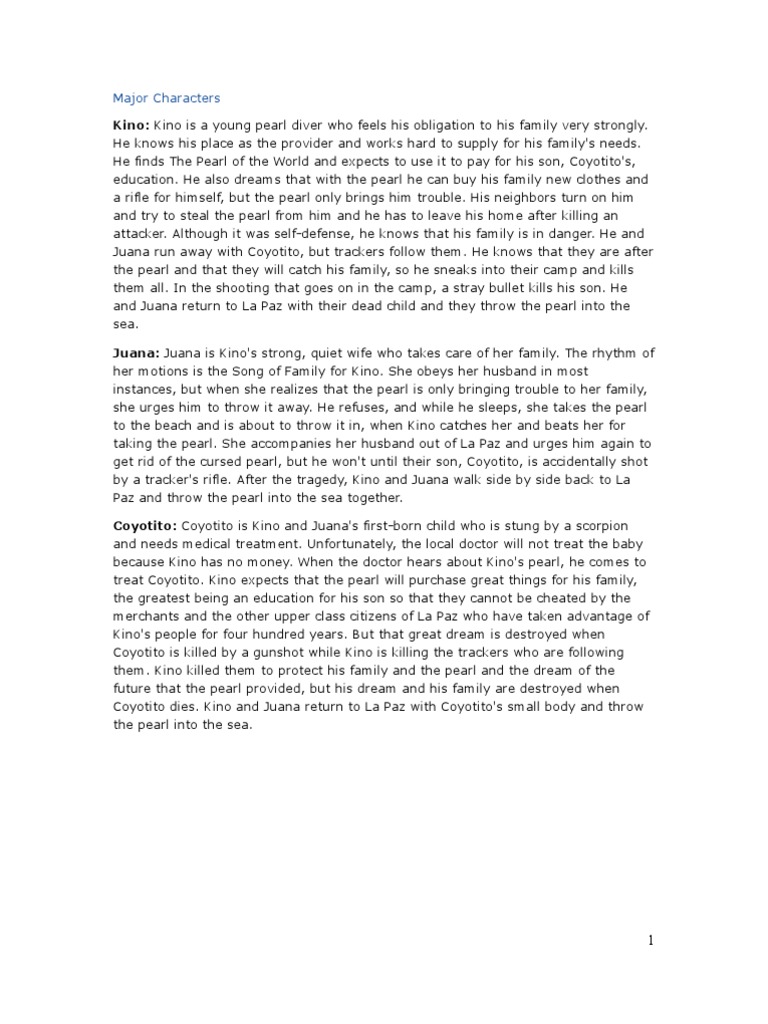 The Pearl Characters | PDF