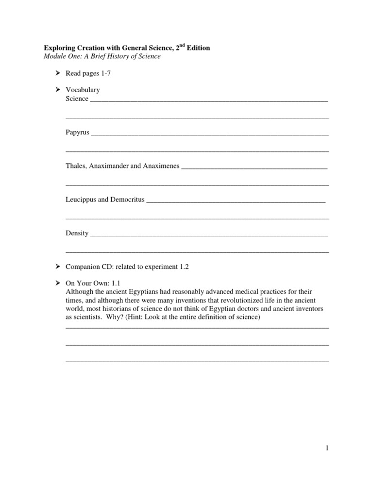 Apologia General Science Study Guide For Homeschool Co-Op | PDF ...