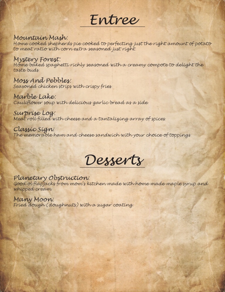 Unique Comfort Food Menu Items | PDF