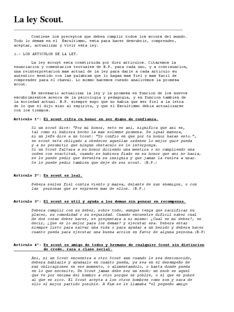 La Ley Scout | PDF | Exploración | Movimientos juveniles
