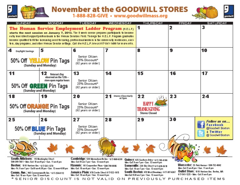 Goodwill's November Retail Calendar | PDF | Career & Growth | Social ...