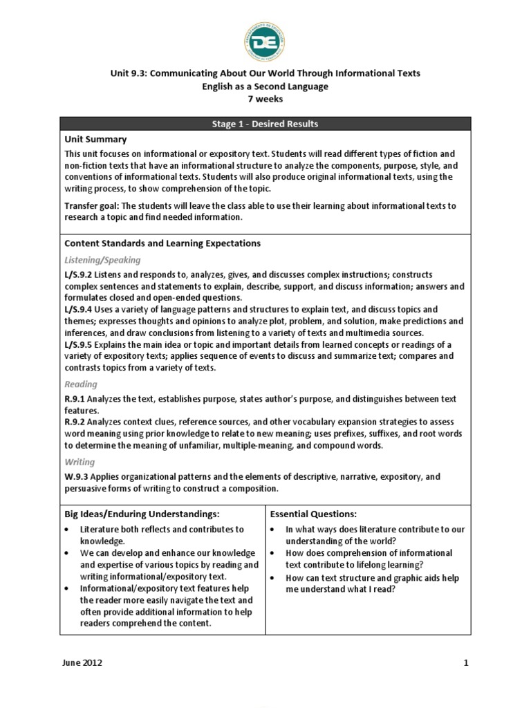 Informational Texts in ESL Education | PDF | Career & Growth