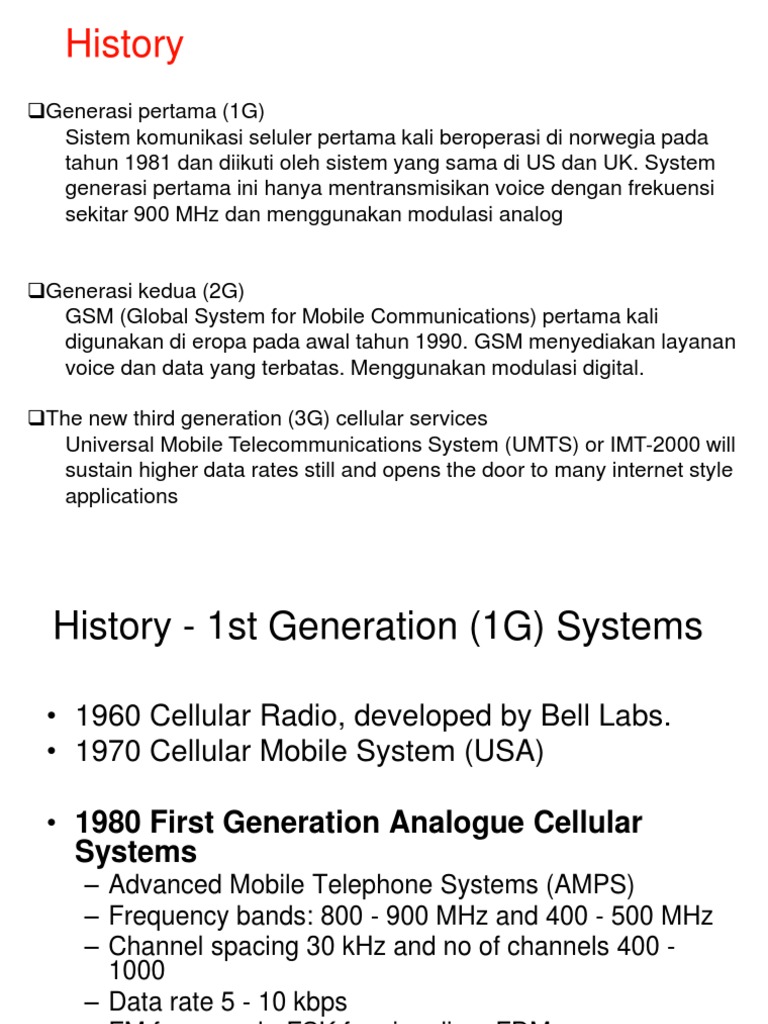 History - 1st Generation (1G) Systems | PDF | Cellular Network | Gsm