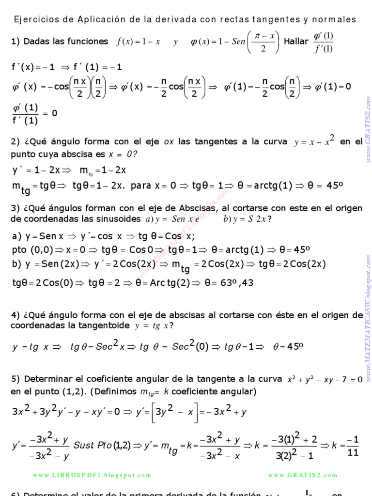 Derivadas-Ejercicios Resueltos y Aplicaciones (Nxpowerlite) | PDF | Tangente | Pendiente