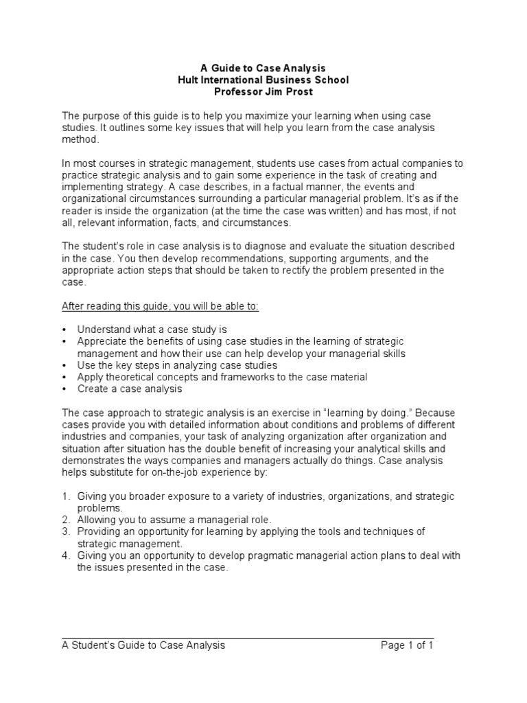 A Guide To Case Analysis | PDF | Strategic Management | Analysis