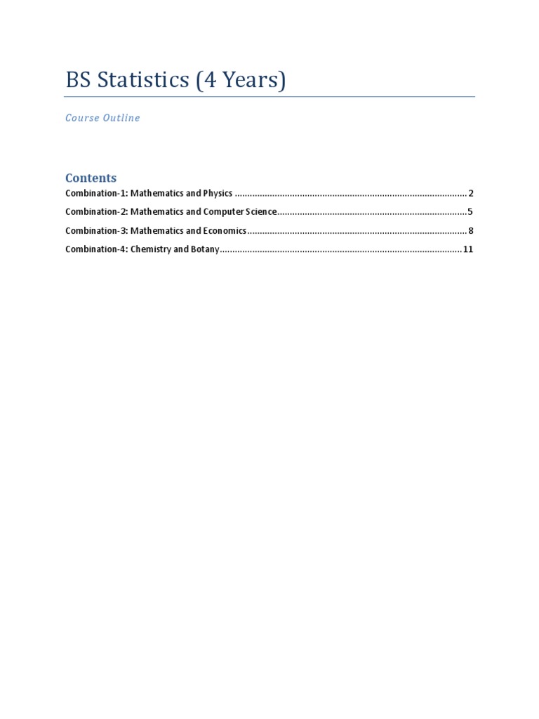 BS Statistics (4-Years) Course Outline | Download Free PDF | Time ...
