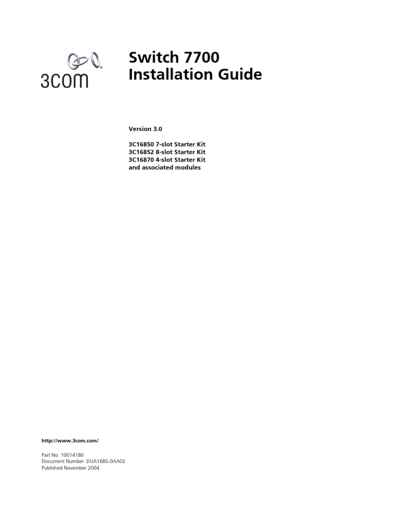 3COM Switch 7700 Installation Guide | PDF | Electrical Connector ...