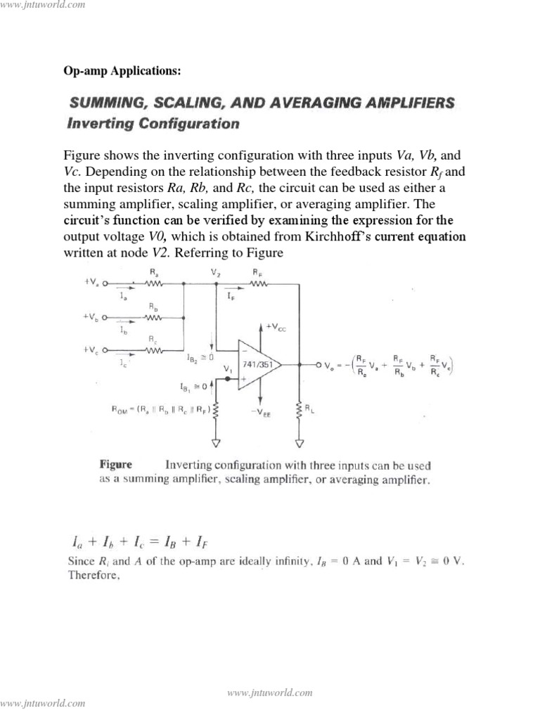 Op-amp Config as Summing, Scaling, Averaging Amps | PDF | Amplifier ...