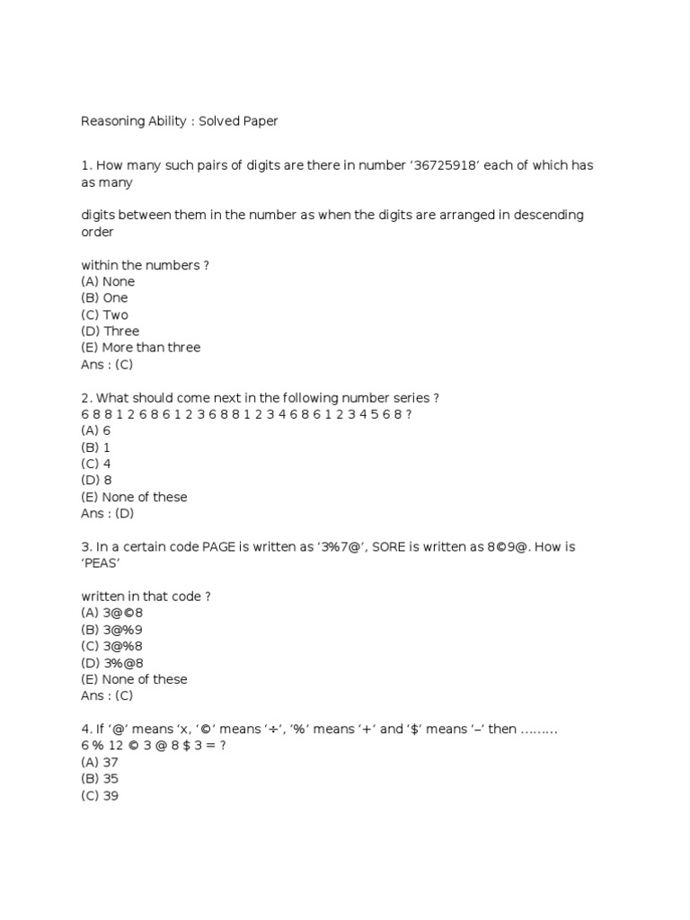 Reasoning Ability | PDF | Notation | Encodings