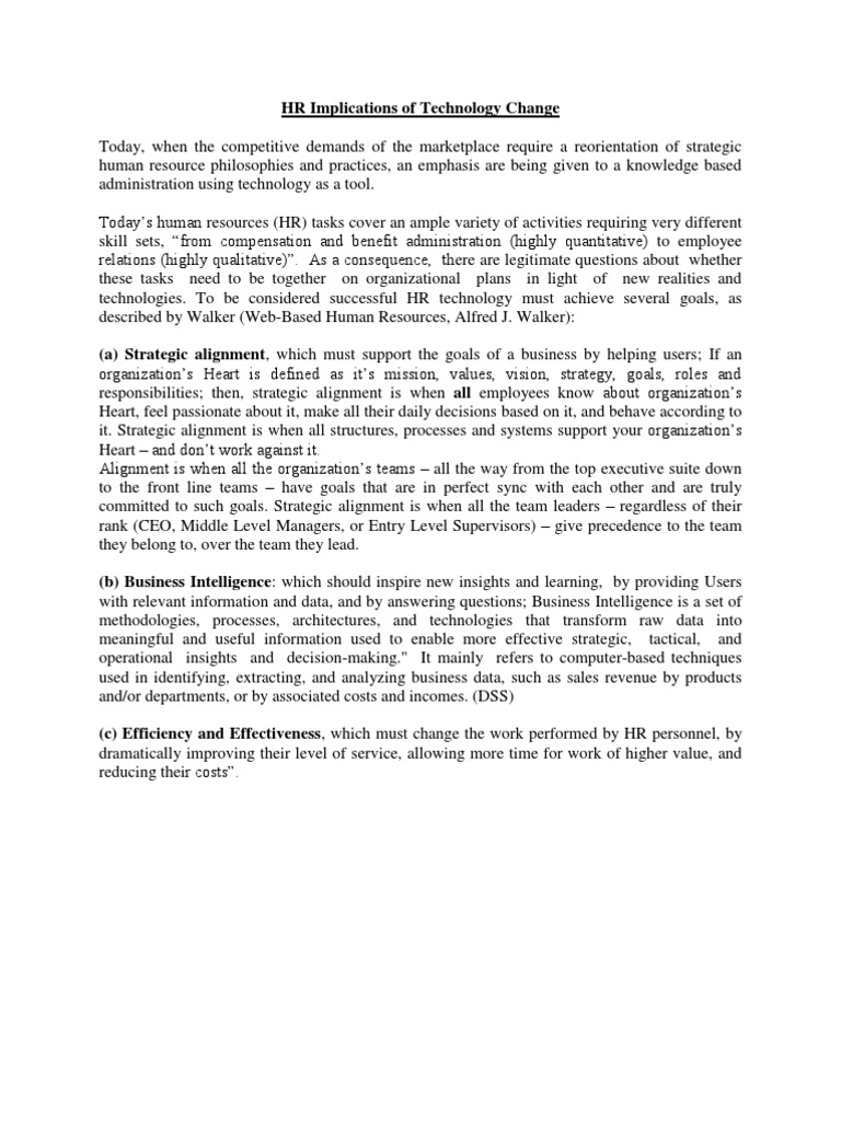 HR Implications of Technology Change | PDF | Human Resource Management ...