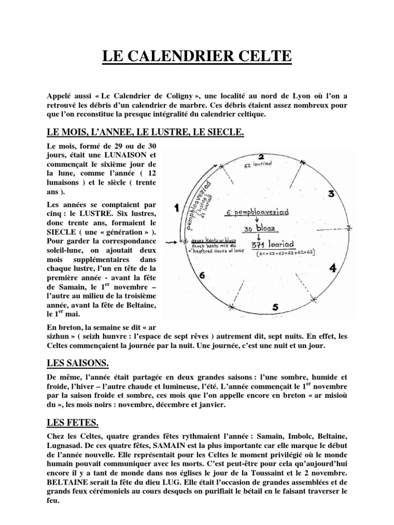 Le Calendrier Celtique de Coligny | PDF | Calendrier | Celtes