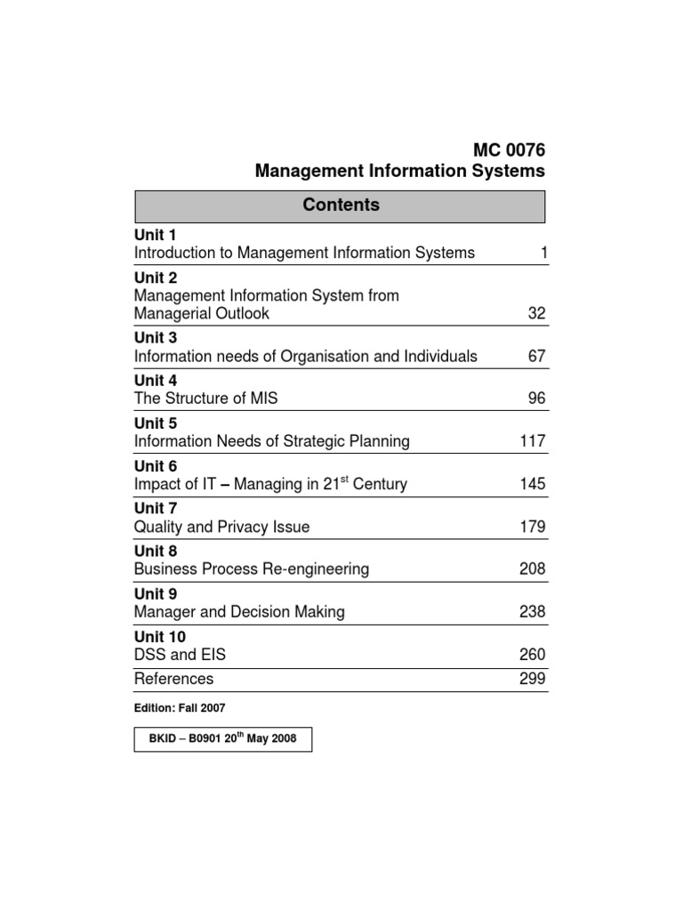 MC 0076 Management Information Systems: Unit 1 | PDF | Management ...