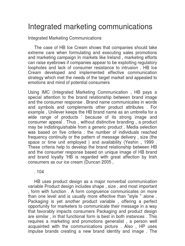 Integrated Marketing Communications | PDF | Brand | Marketing ...