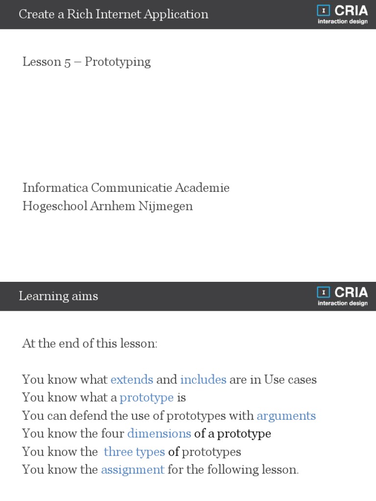 CRIA Les4 Prototyping - PPTX Engels | PDF | Software Prototyping ...