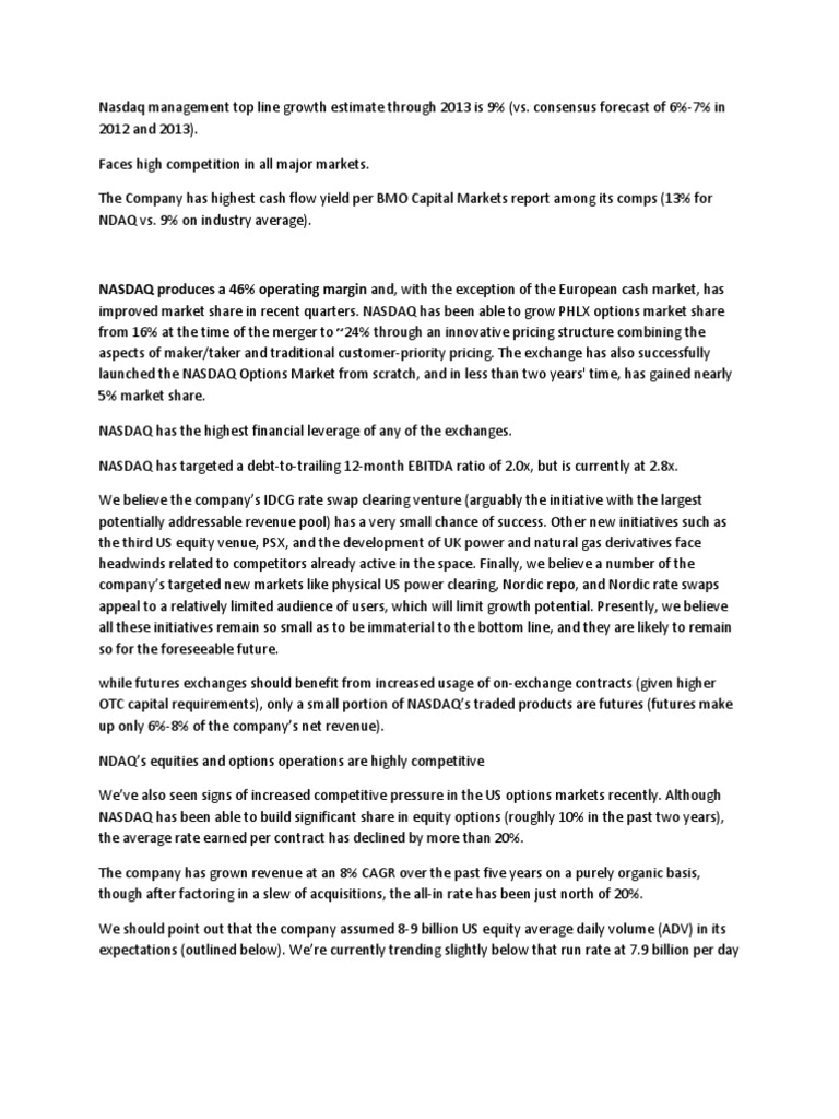 Points On NDAQ | PDF | Option (Finance) | Nasdaq