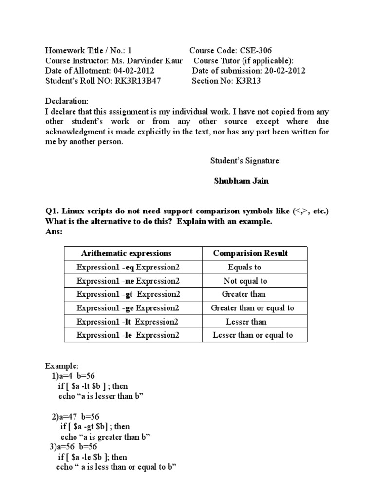 Linux scripts comparison symbols, copy files directories, shell ...