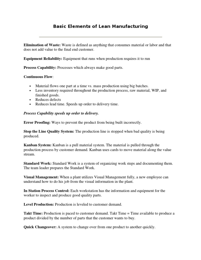 Lean Manufacturing Key Concepts | PDF | Computers