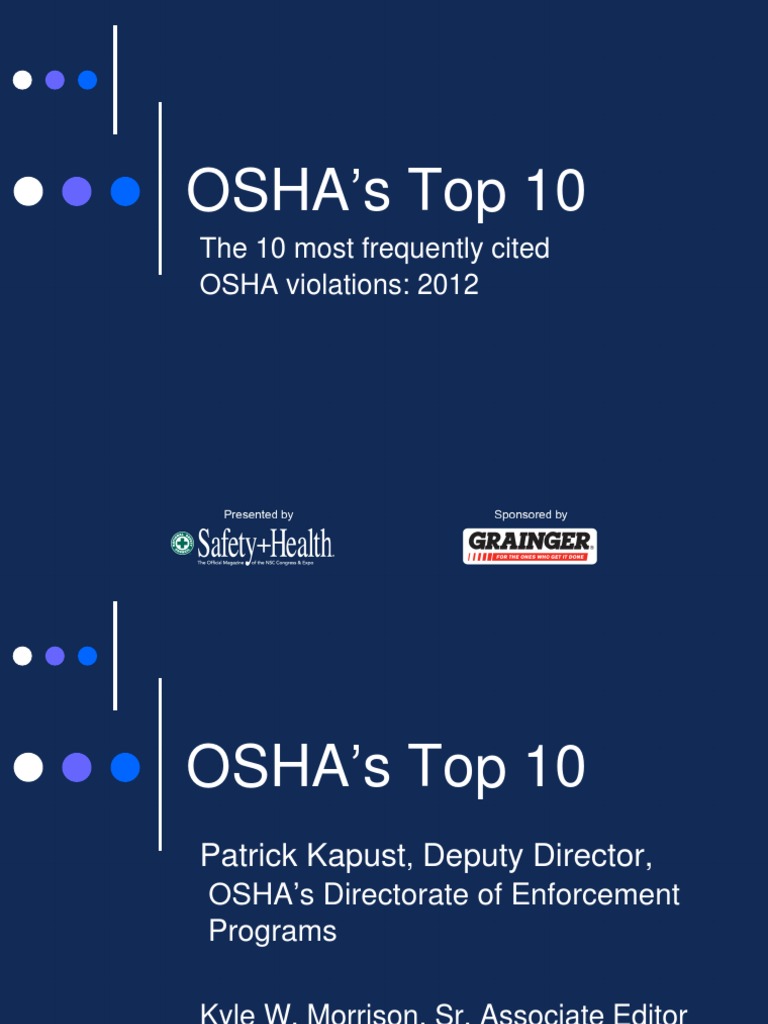 OSHA's Top 10 | PDF | Occupational Safety And Health Administration ...