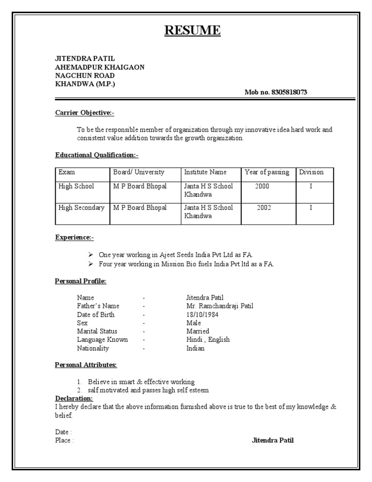 Jitendra Patil's Professional Resume | PDF | Career & Growth