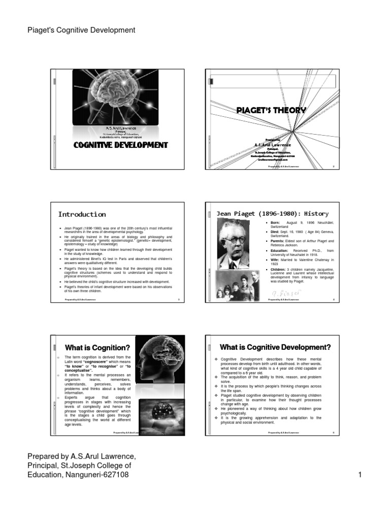 Piaget's Stages of Cognitive Development | PDF | Cognitive Development ...