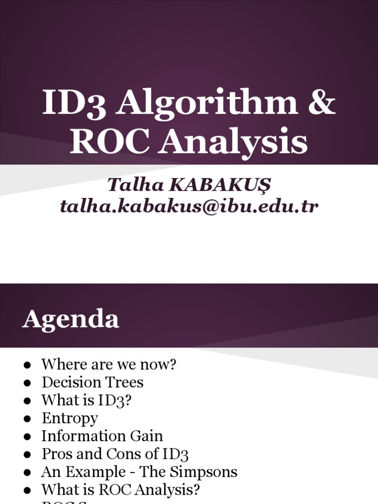 ID3 Algorithm & ROC Analysis | PDF