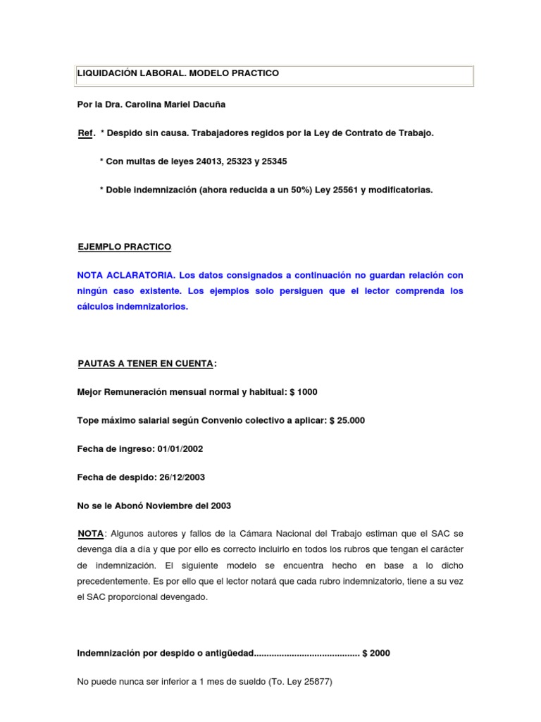 Modelo de Liquidacion Laboral | Salario | Derecho laboral