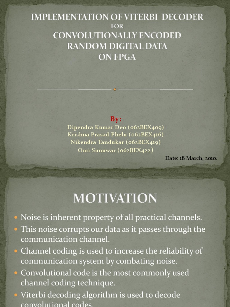 Implementation of Viterbi Decoder | Download Free PDF | Encodings | Computer Engineering