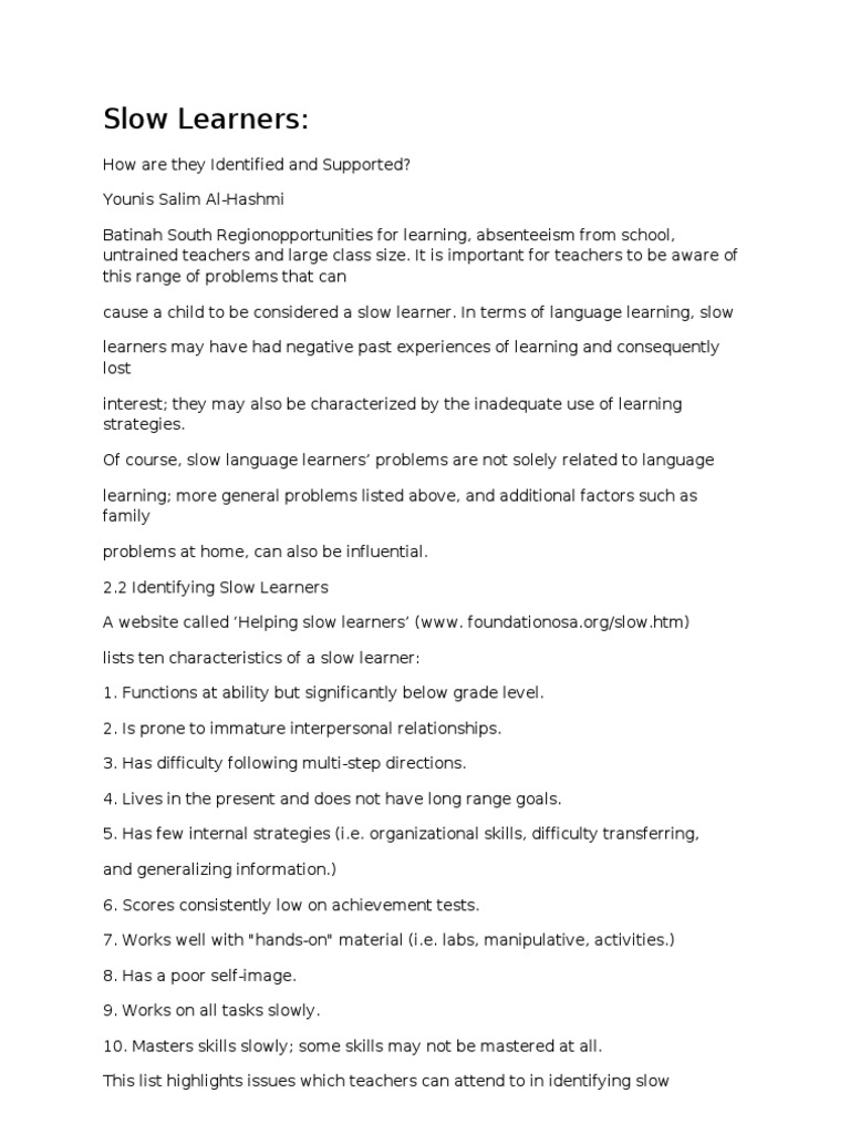 Slow Learners | PDF | Learning Disability | Learning