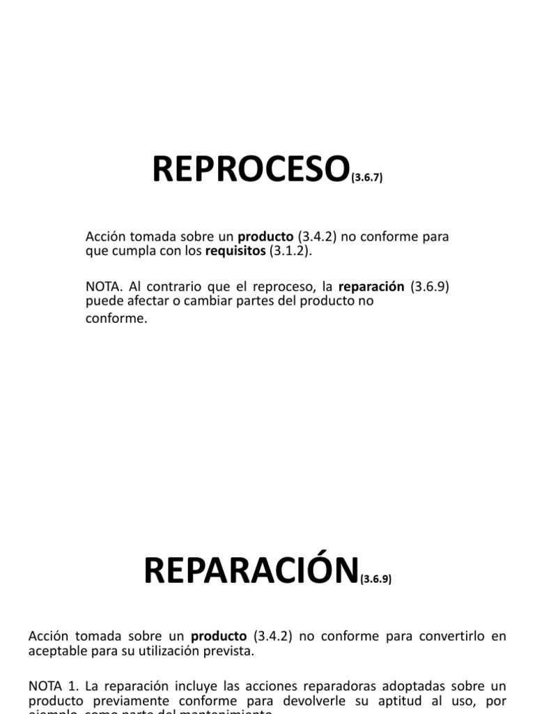 Reproceso, Reparación, Corrección, Diseño y Desarrollo | PDF ...