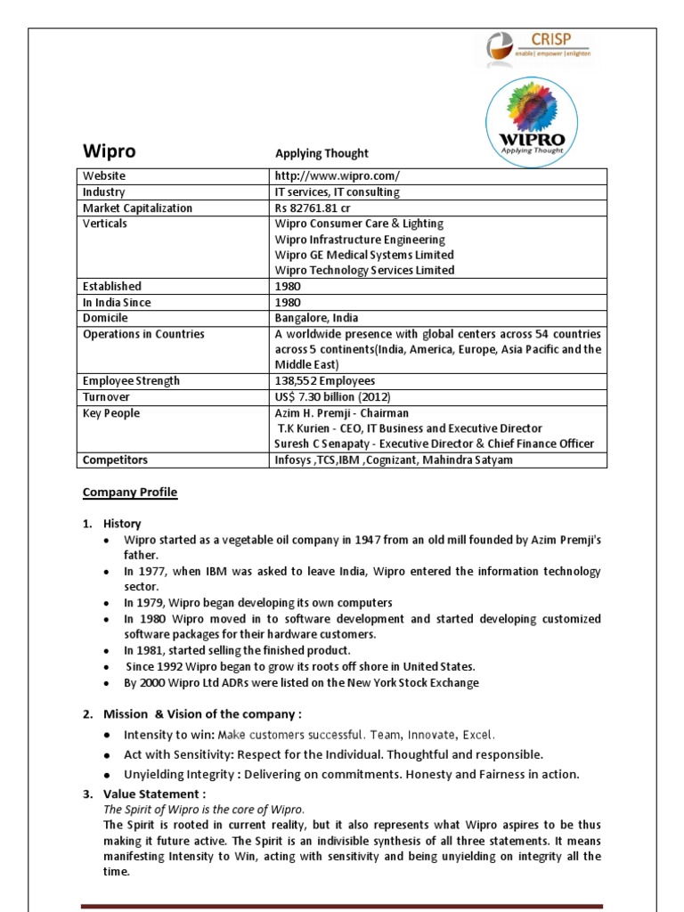 Wipro | PDF | Business | Computing