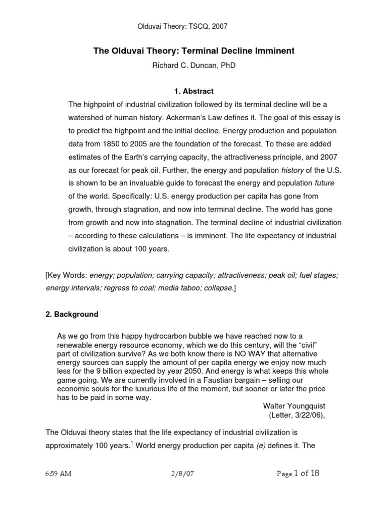 The Olduvai Theory Terminal Decline Imminent - RIchard Duncan 2007 ...