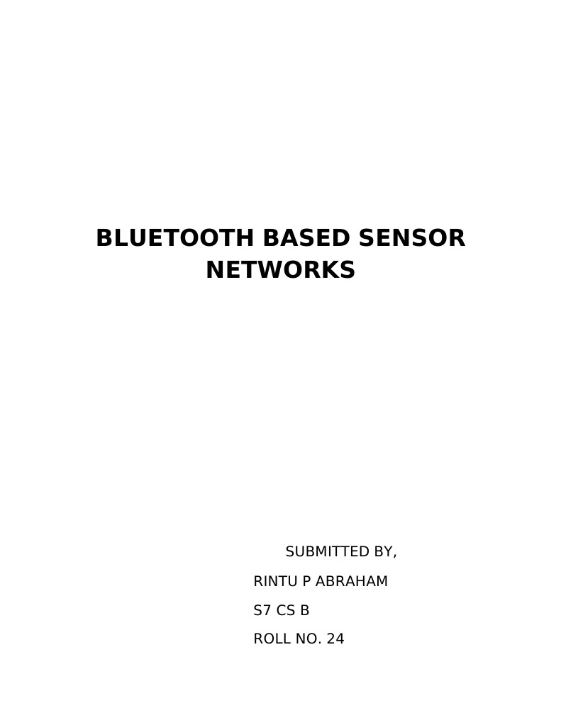 Bluetooth Sensor Networks Overview | PDF | Computers