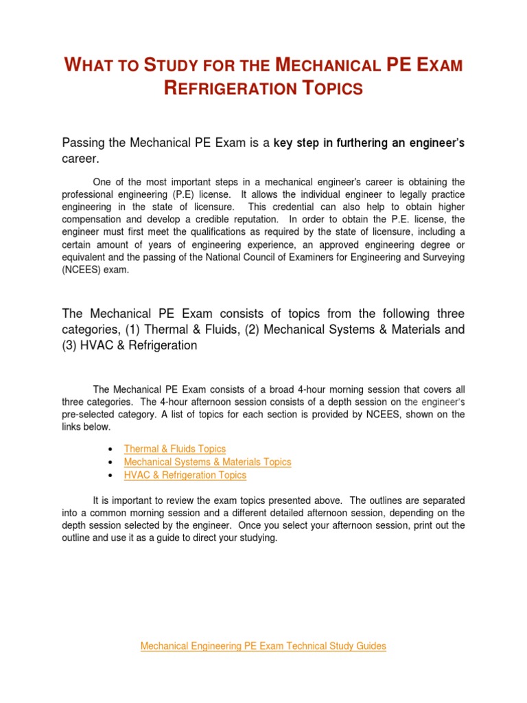 Refrigeration Topics To Study For The Mechanical PE Exam | PDF ...
