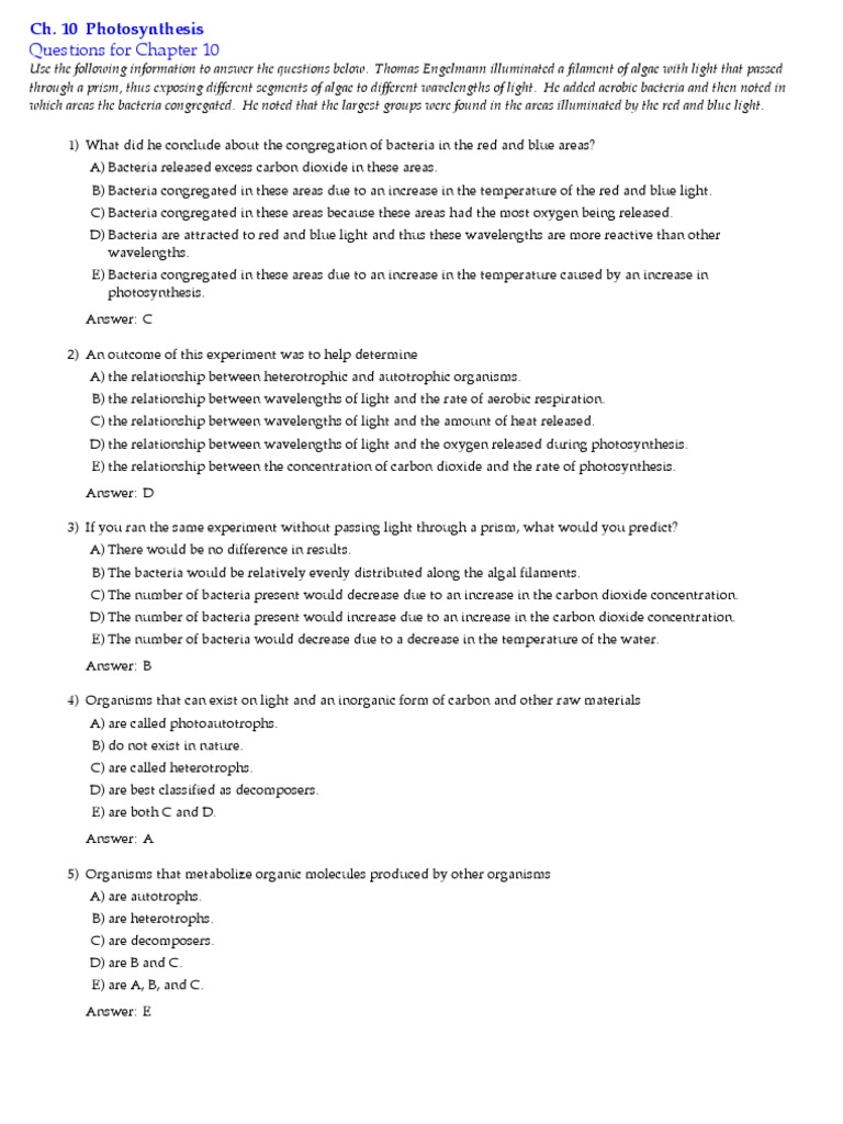Biology Photosynthesis | PDF | Photosynthesis | Chlorophyll
