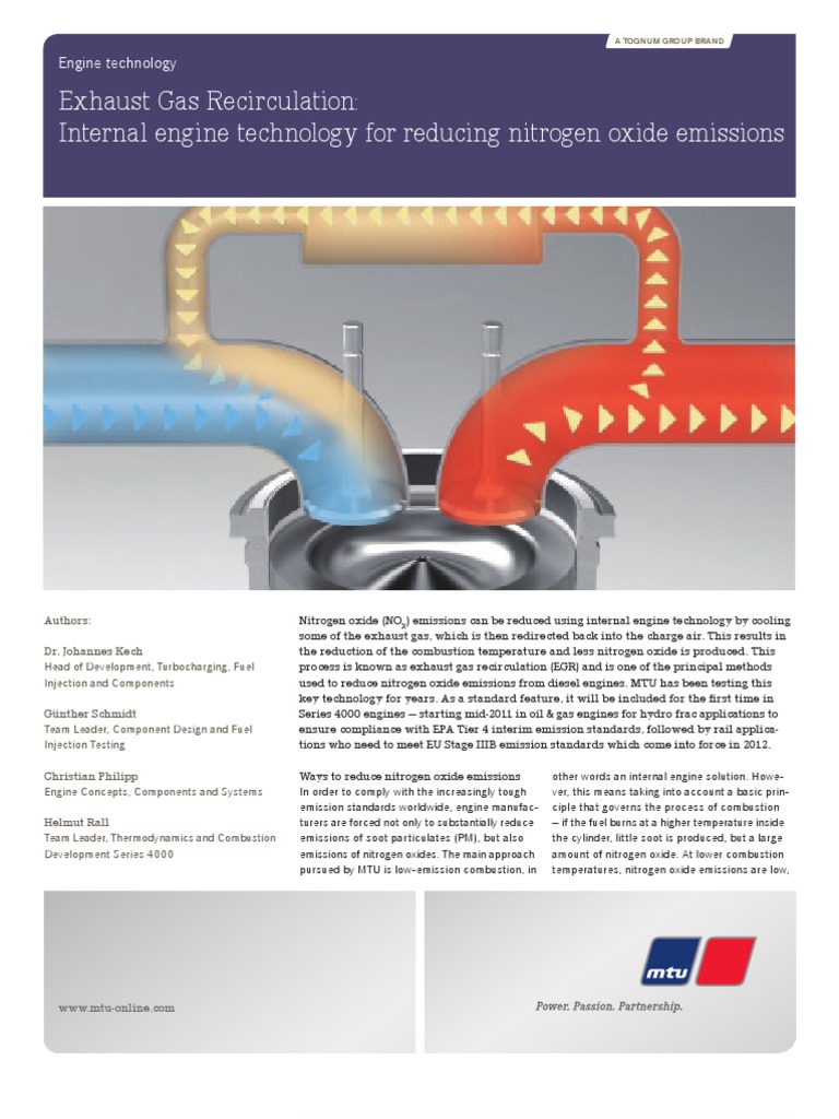 MTU White Paper Exhaust Gas Recirculation | PDF | Turbocharger ...