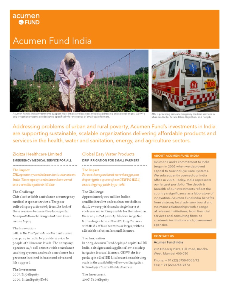 Acumen Fund India: Ziqitza Healthcare Limited Global Easy Water ...