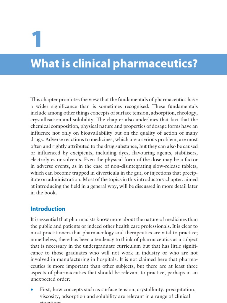 What Is Clinical Pharmaceutics?: Sample Chapter From An Introduction To ...