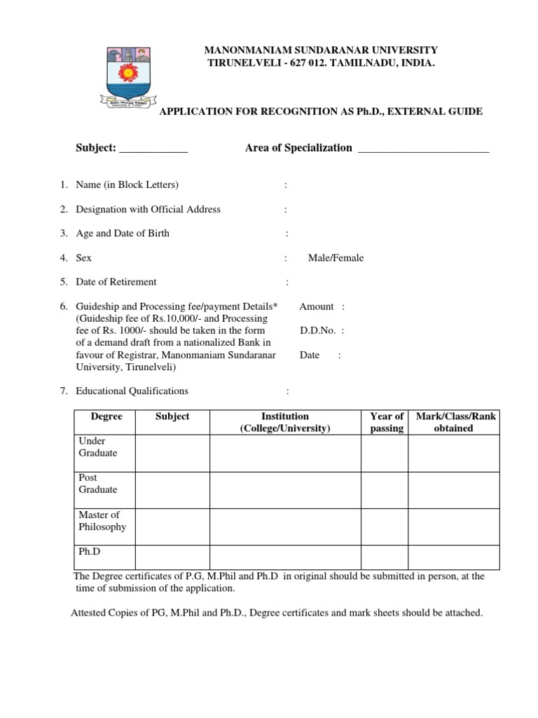 Application For External Guide | PDF | Doctor Of Philosophy | Academic ...