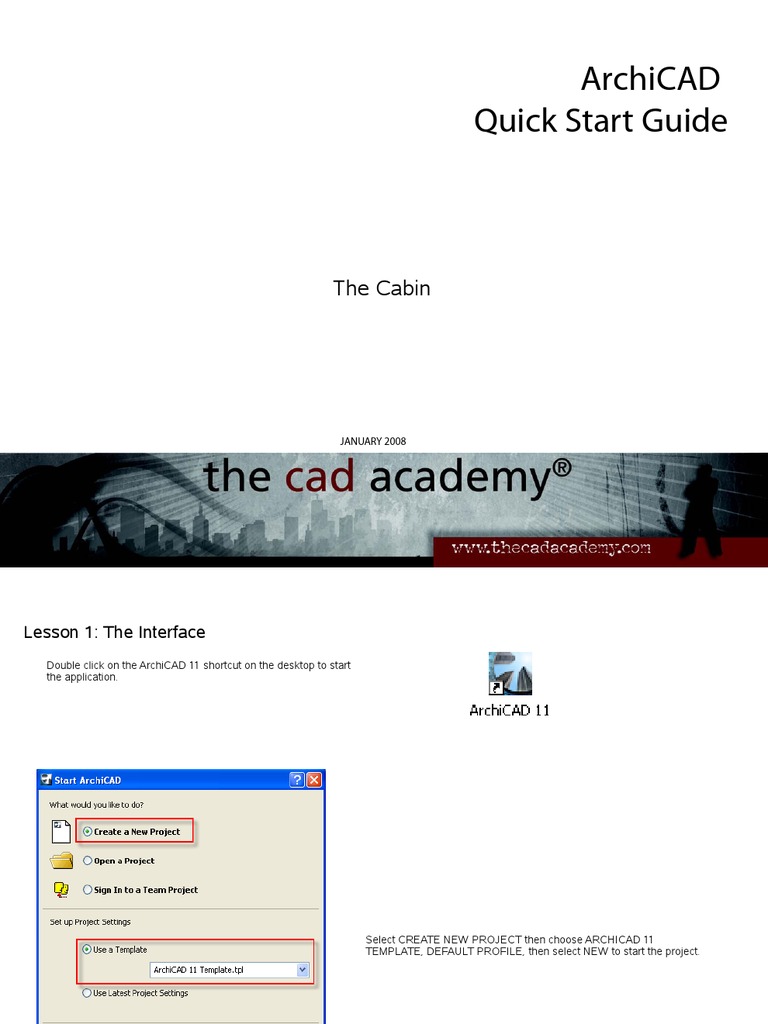 Archicad Quick Start Guide: The Cabin | PDF | Graphical User Interfaces | Software