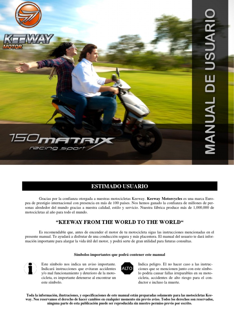 Manual Usuario Keeway MATRIX (Idioma Castellano) | PDF | Motocicleta | Embrague