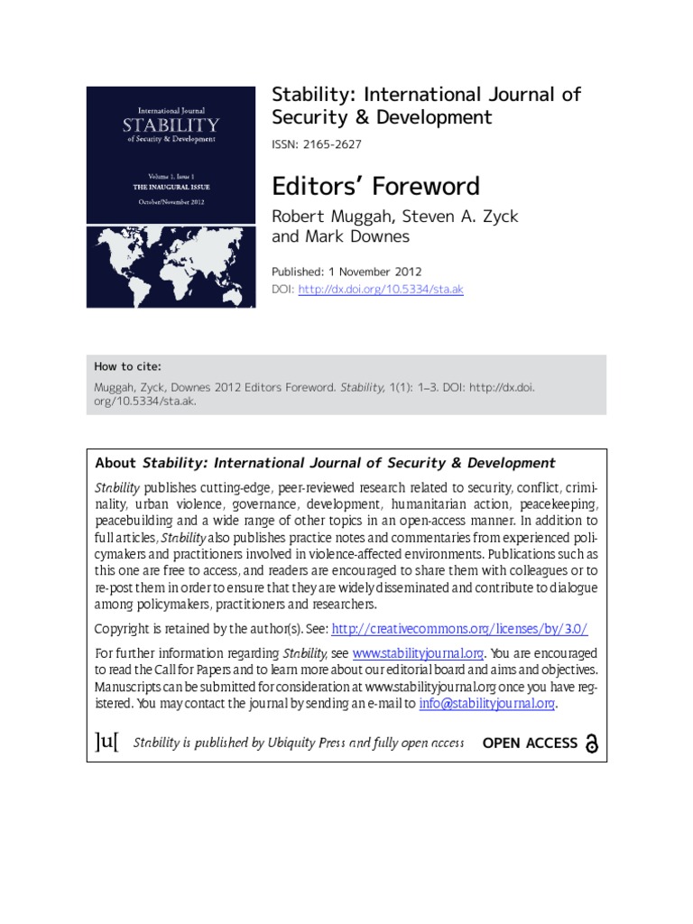 Editors' Foreword: Introducing Stability - International Journal of ...
