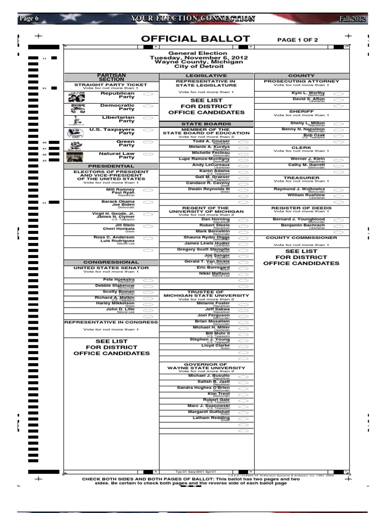 Sample Detroit Ballot | Collective Bargaining | Property Tax