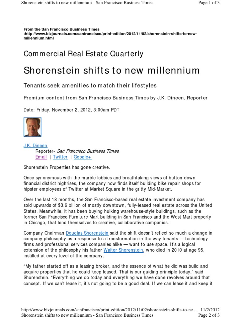 Interview With Doug Shorenstein | PDF | Retail | Lease
