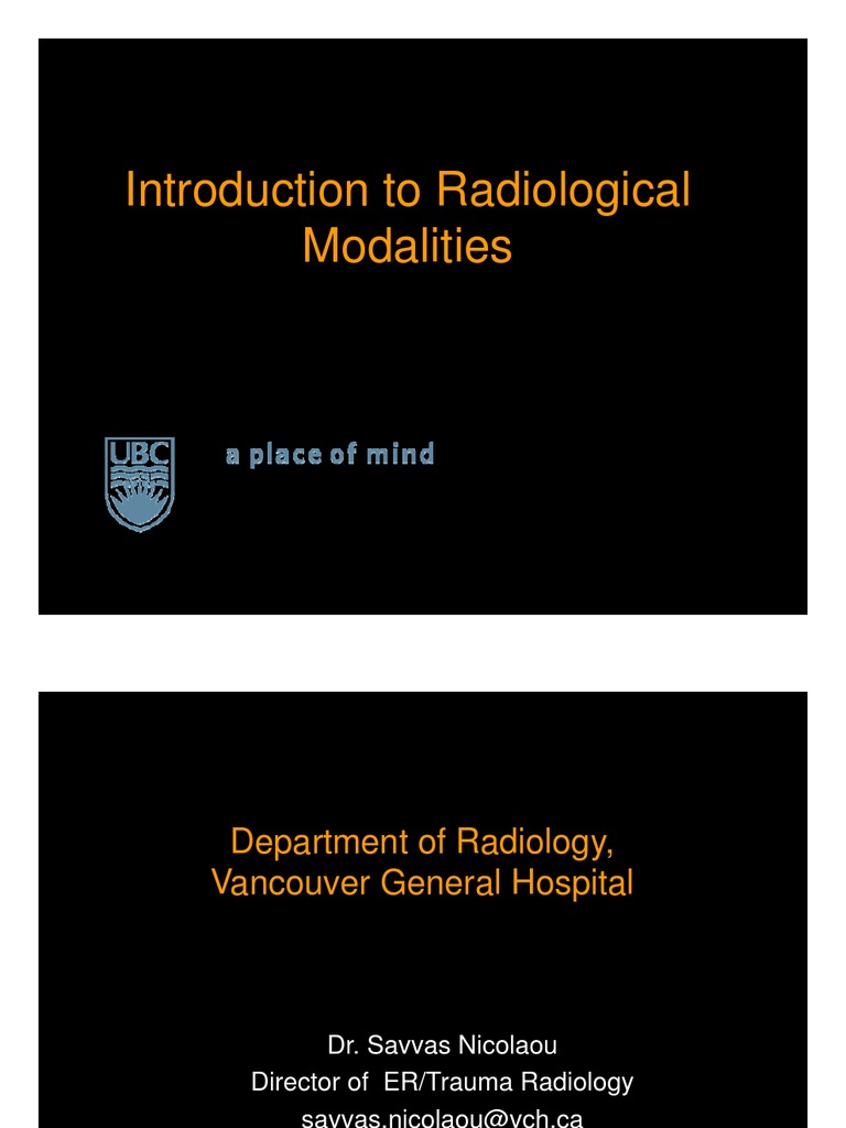 Lecture 1 - Imaging Modalities Slides | PDF | Medical Imaging | Ct Scan