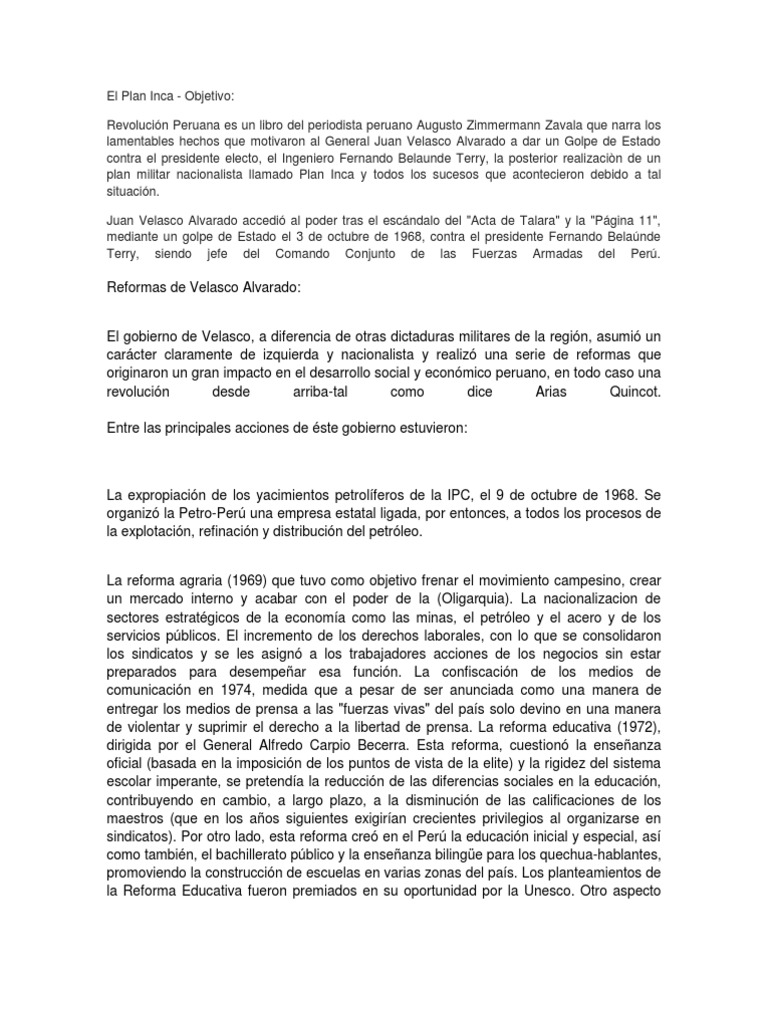 El Plan Inca | PDF | Turismo | Pesquería