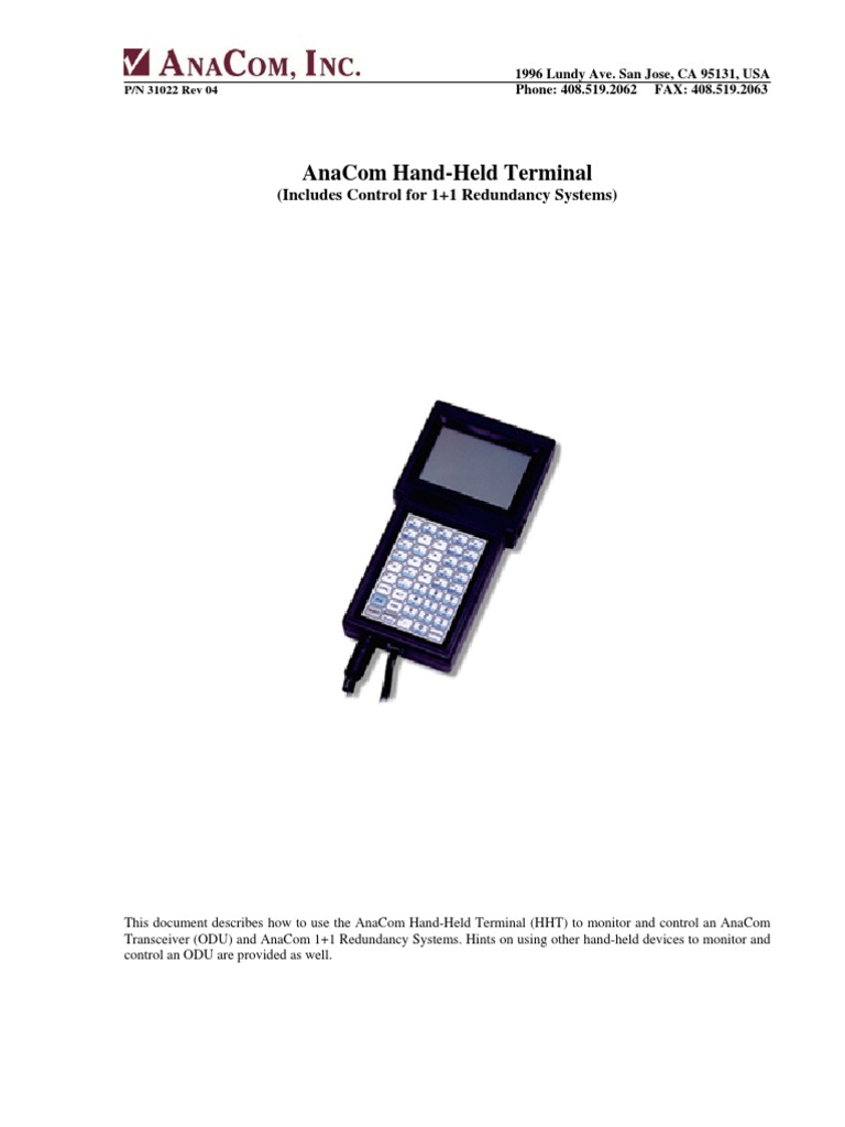 AnaCom Hand-Held Terminal | PDF | Computer Terminal | Computer Keyboard